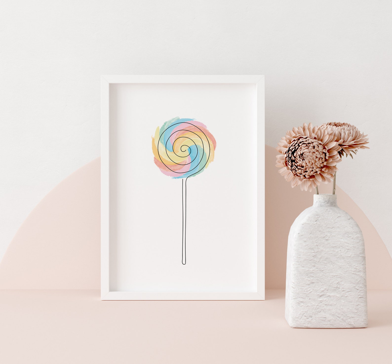 Rainbow Lollipop Printable Illustration Drawing, Colourful Lollipop ...