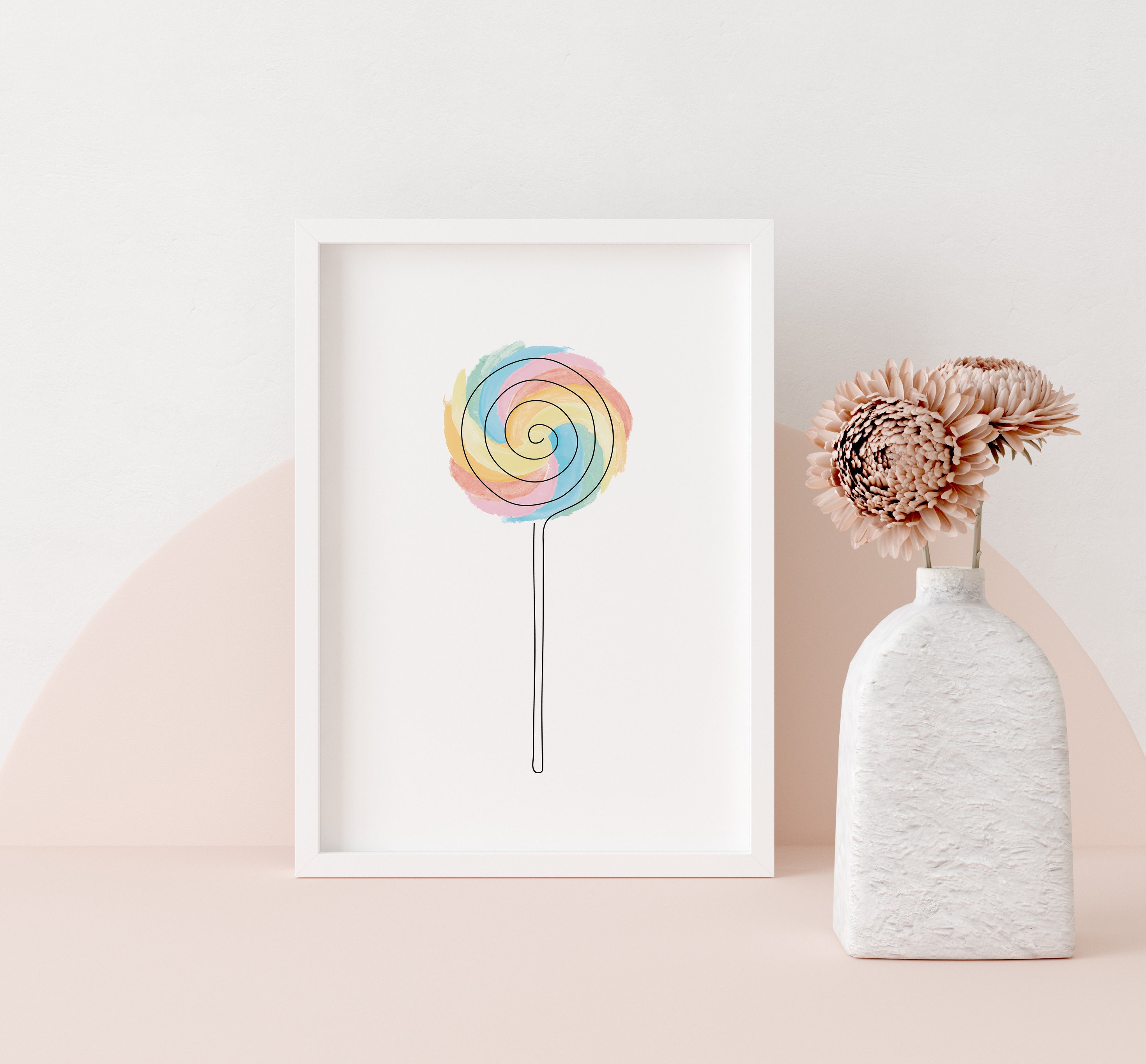 Rainbow Lollipop Printable Illustration Drawing, Colourful Lollipop ...