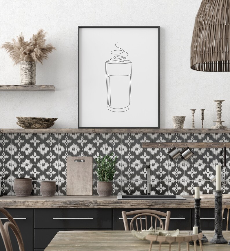 Latte Macchiato Line Drawing, Coffee Wall Art, Latte Printable, Coffee ...
