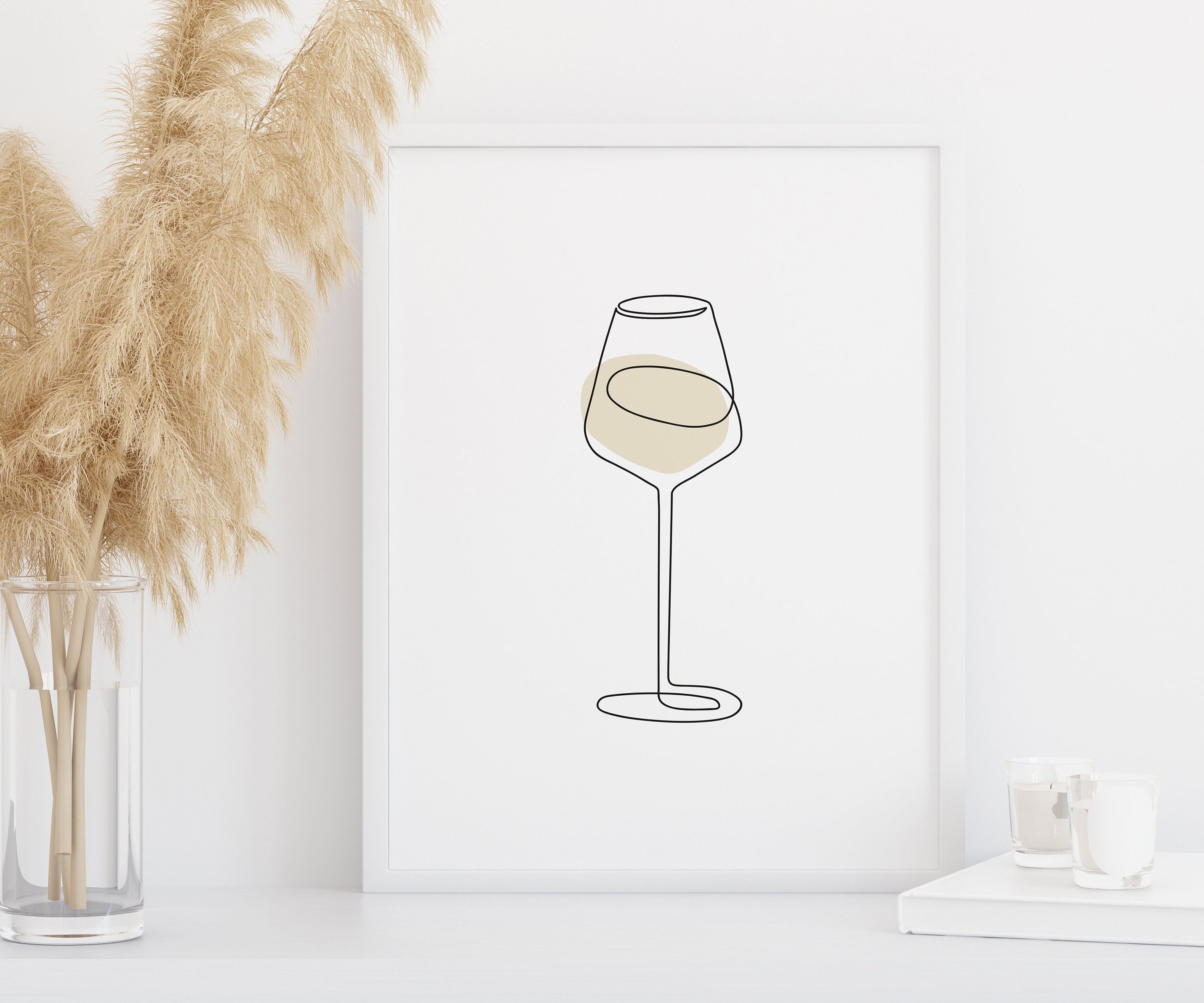 Wine Glass Line Art, Wine Glasses Line Drawing, Wine Poster, Wine Wall ...