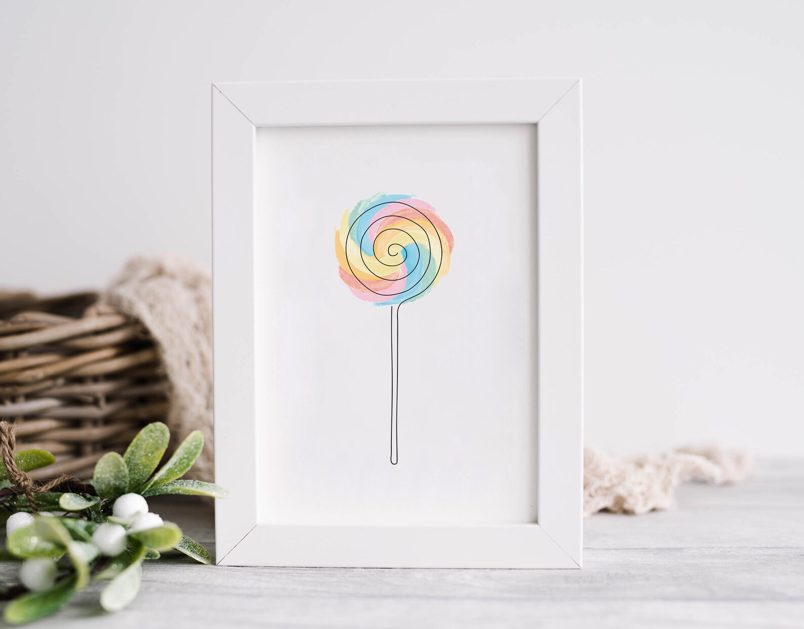 Rainbow Lollipop Printable Illustration Drawing, Colourful Lollipop ...