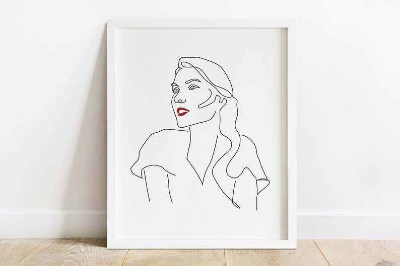 Line Drawing Portrait Face Line Drawing Woman Line Art | Etsy