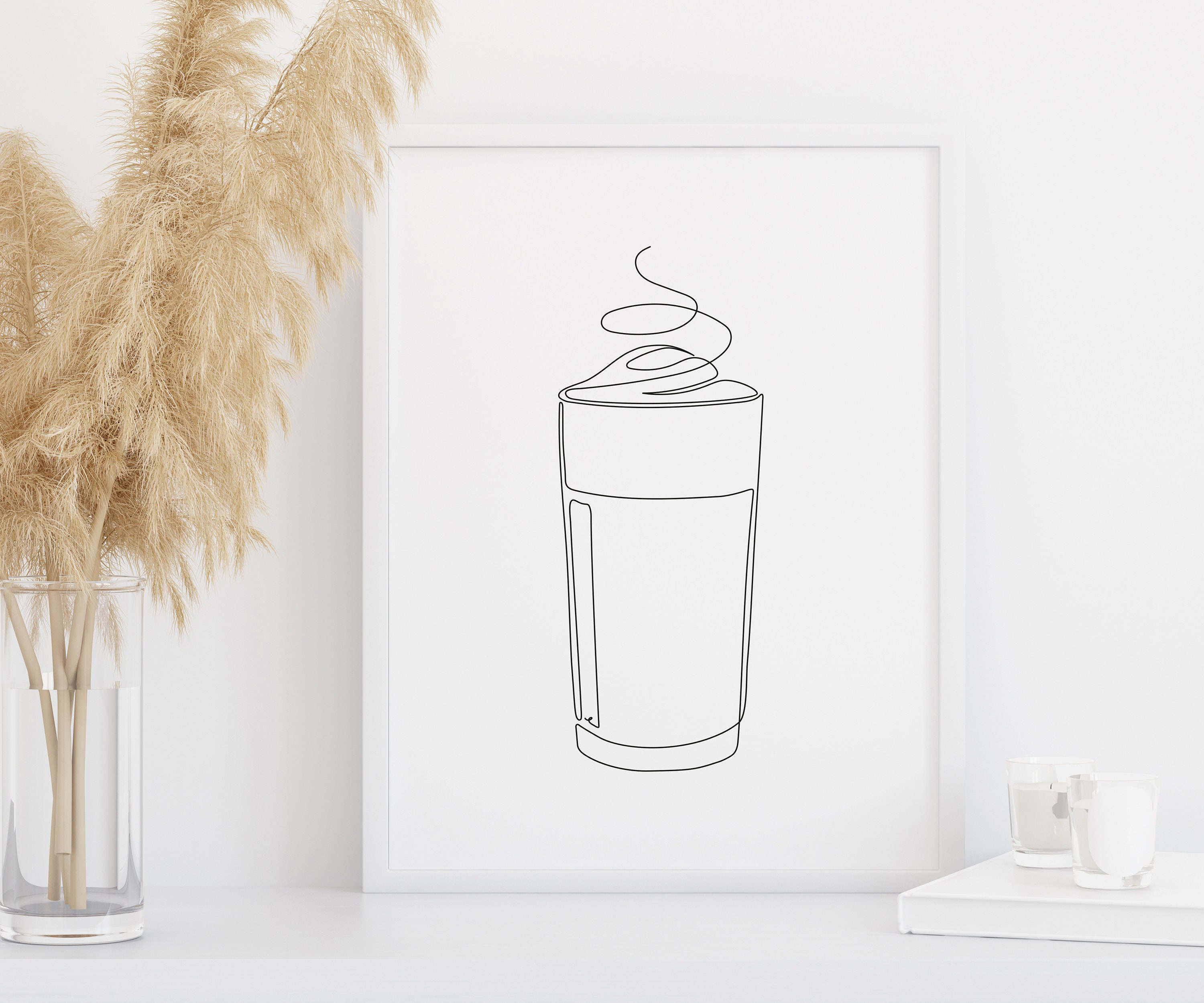 Latte Macchiato Line Drawing Coffee Wall Art Latte - Etsy