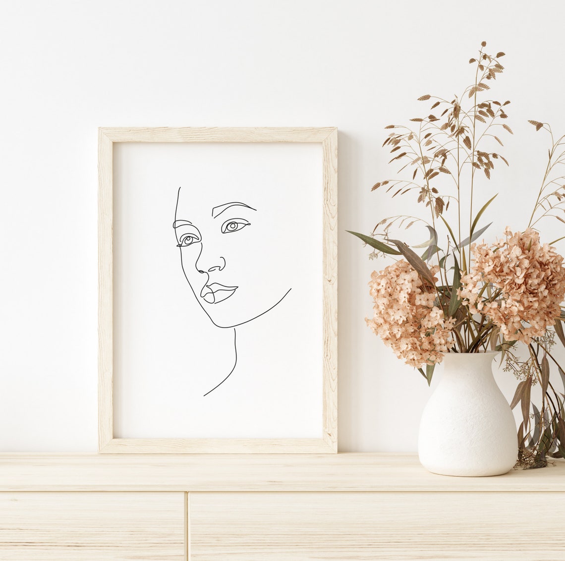 Beautiful Woman Portrait Line Drawing, Female Portrait Illustration ...