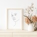 Beautiful Woman Portrait Line Drawing, Female Portrait Illustration ...