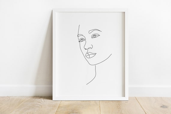 Beautiful Woman Portrait Line Drawing Female Portrait | Etsy
