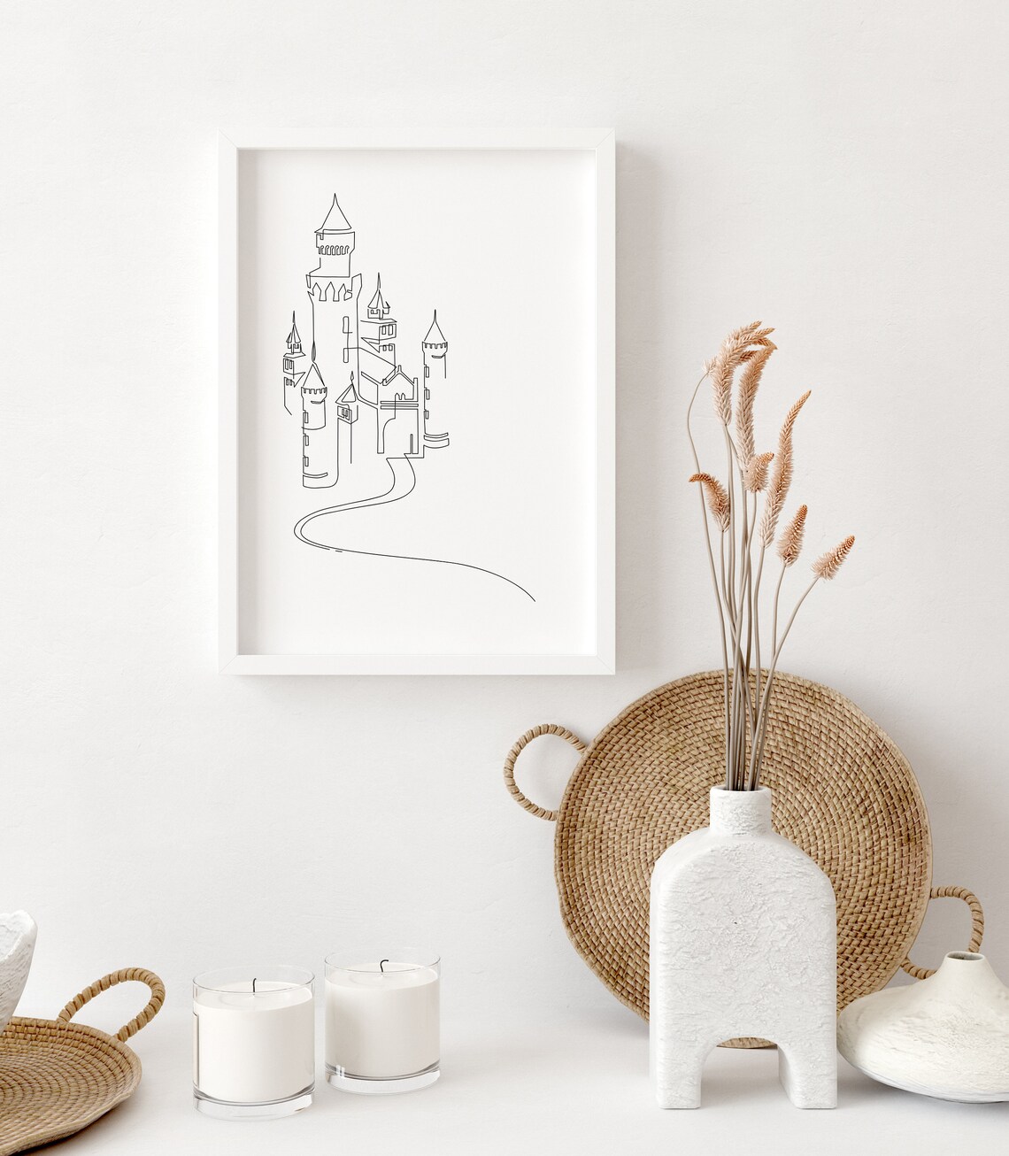 Castle Line Drawing, Castles Line Art, Castle on the Hill, Fortress ...