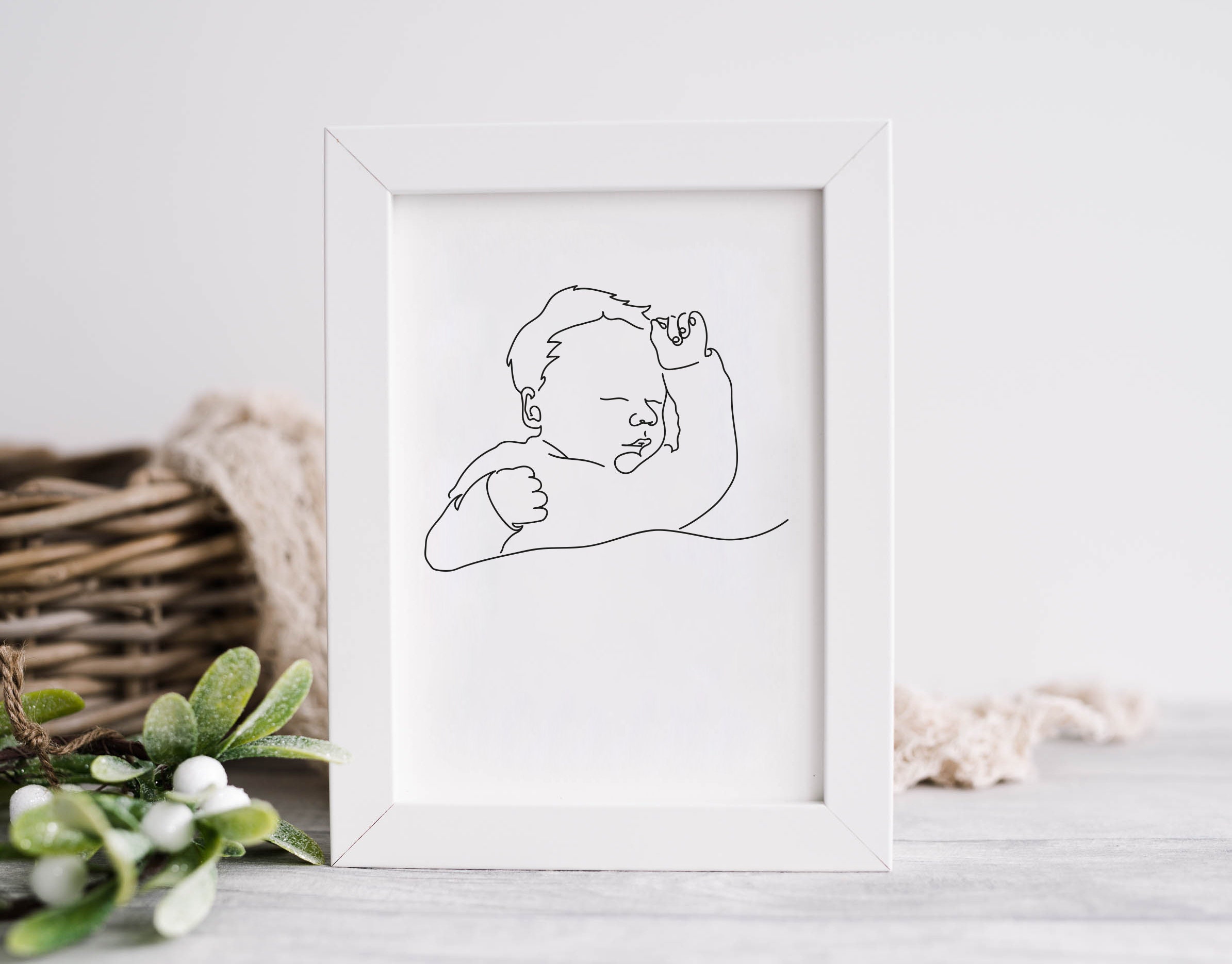 Baby Line Drawing, Baby Line Art, Line Drawing Portrait of a Baby ...