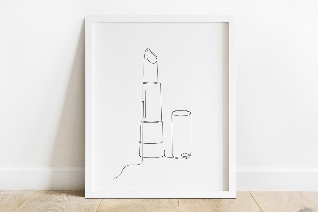 Lipstick Line Drawing, Makeup Line Art, Minimalistic Beauty Home Decor ...