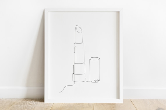 Lipstick Line Drawing Makeup Line Art Minimalistic Beauty - Etsy
