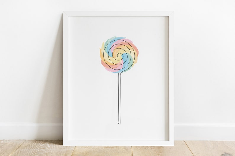 Rainbow Lollipop Printable Illustration Drawing, Colourful Lollipop ...