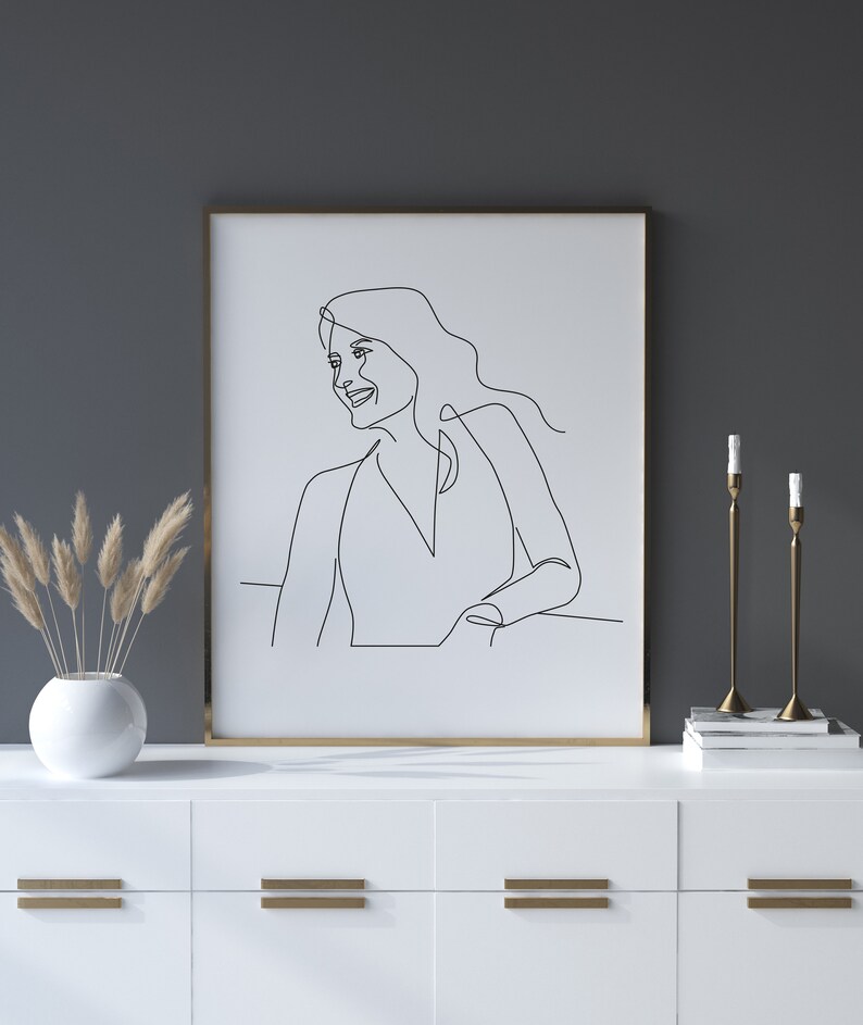 Line Drawing Portrait of a Woman at the Bar Line Art Face - Etsy