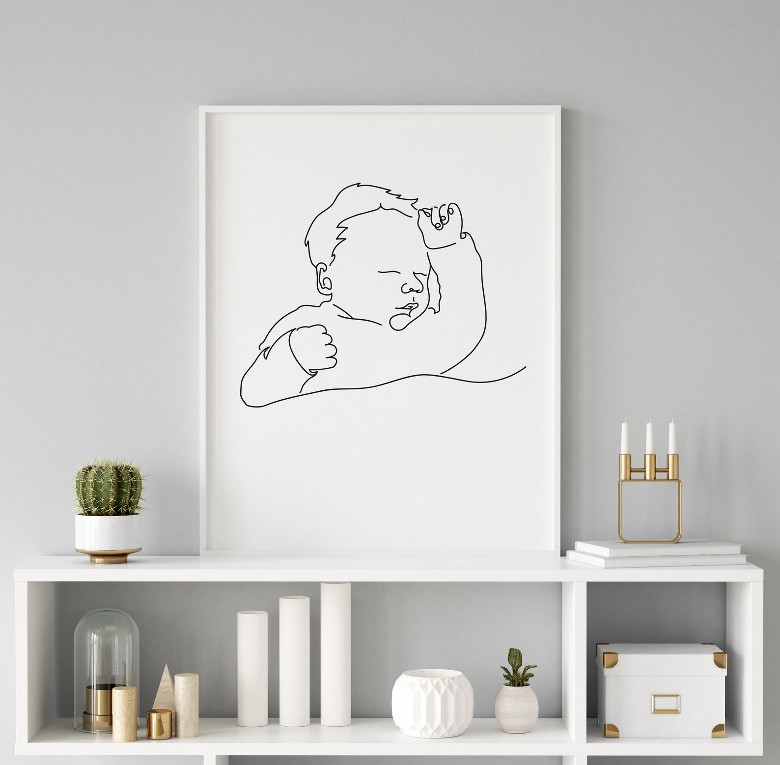 Baby Line Drawing, Baby Line Art, Line Drawing Portrait of a Baby ...