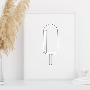 Orange Ice Lolly Line Drawing, Popsicle Line Art, Ice Cream Wall Print ...