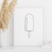 Orange Ice Lolly Line Drawing, Popsicle Line Art, Ice Cream Wall Print ...