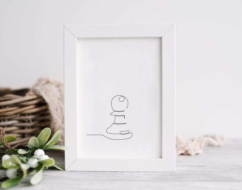 Pawn Chess Piece Line Drawing, Chess Wall Art, Pawn Poster, the Queen's ...