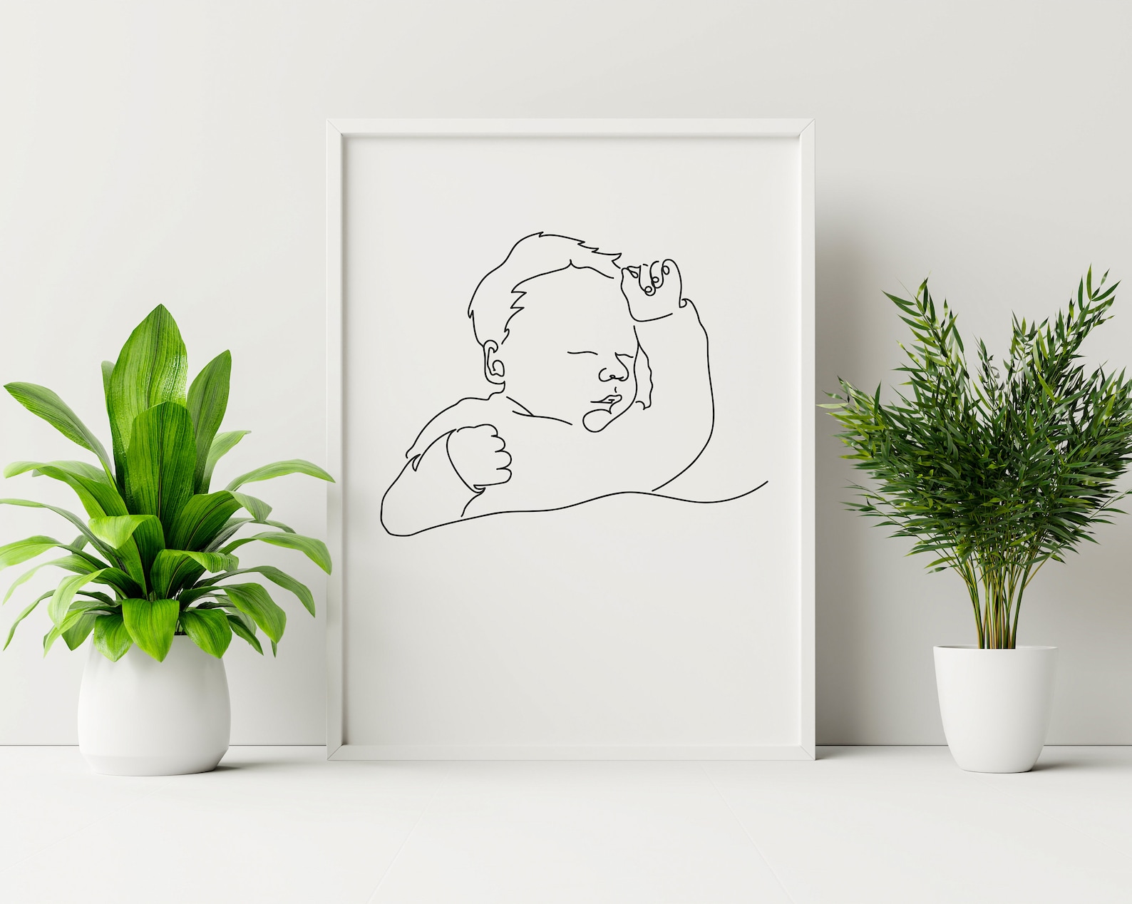 Baby Line Drawing Baby Line Art Line Drawing Portrait of a | Etsy