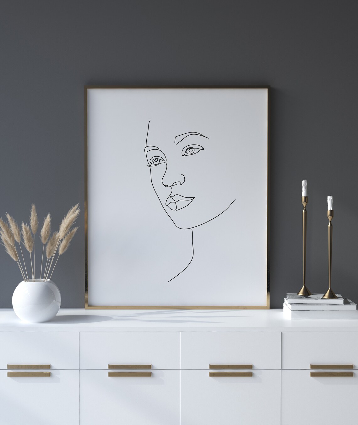 Beautiful Woman Portrait Line Drawing, Female Portrait Illustration ...