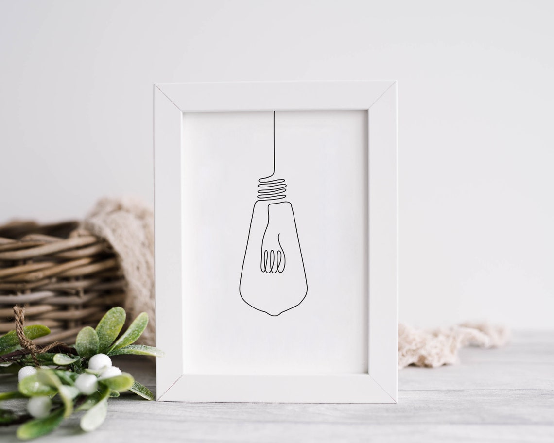 Straight Tubular Light Bulb Line Art, Lightbulb Line Drawing, Bulb ...