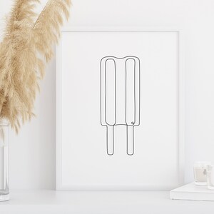 Twin Ice Lolly Line Drawing, Popsicle Line Art, Ice Cream Wall Print ...