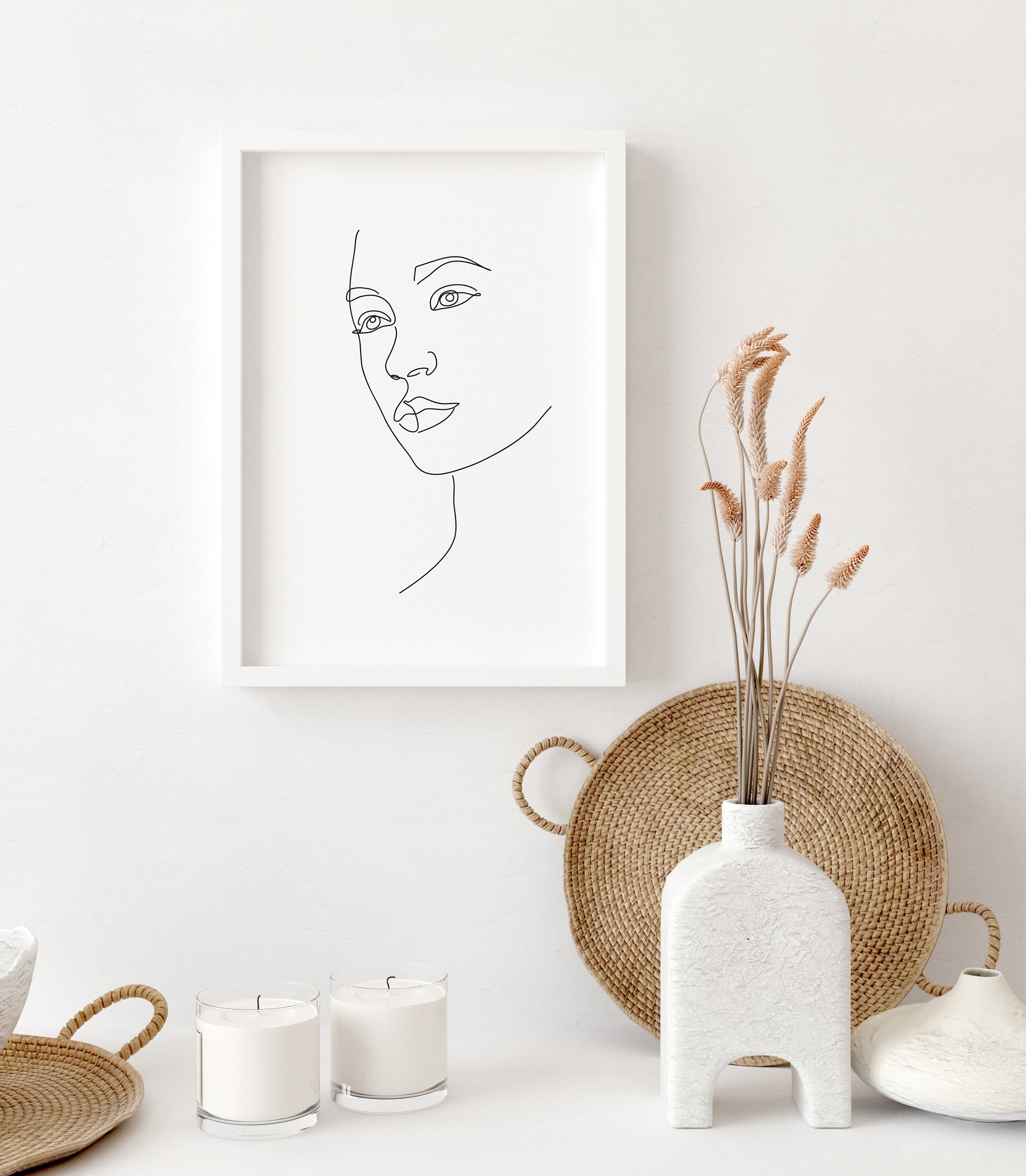 Beautiful Woman Portrait Line Drawing, Female Portrait Illustration ...