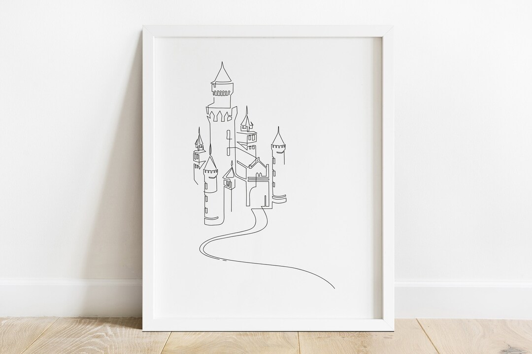 Castle Line Drawing, Castles Line Art, Castle on the Hill, Fortress ...