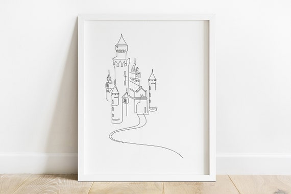 Castle Line Drawing Castles Line Art Castle on the Hill | Etsy