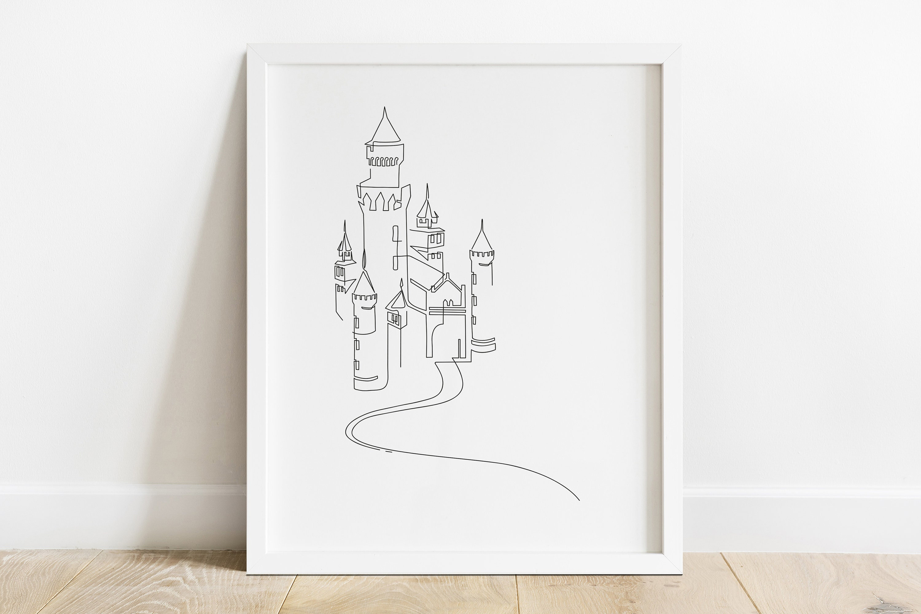 Castle Line Drawing, Castles Line Art, Castle on the Hill, Fortress ...