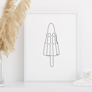 Rocket Ice Lolly Line Drawing, Popsicle Line Art, Ice Cream Wall Print ...