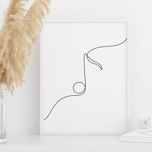 Line Art Music Note, Music Note Line Drawing, Printable Wall Art, Music ...