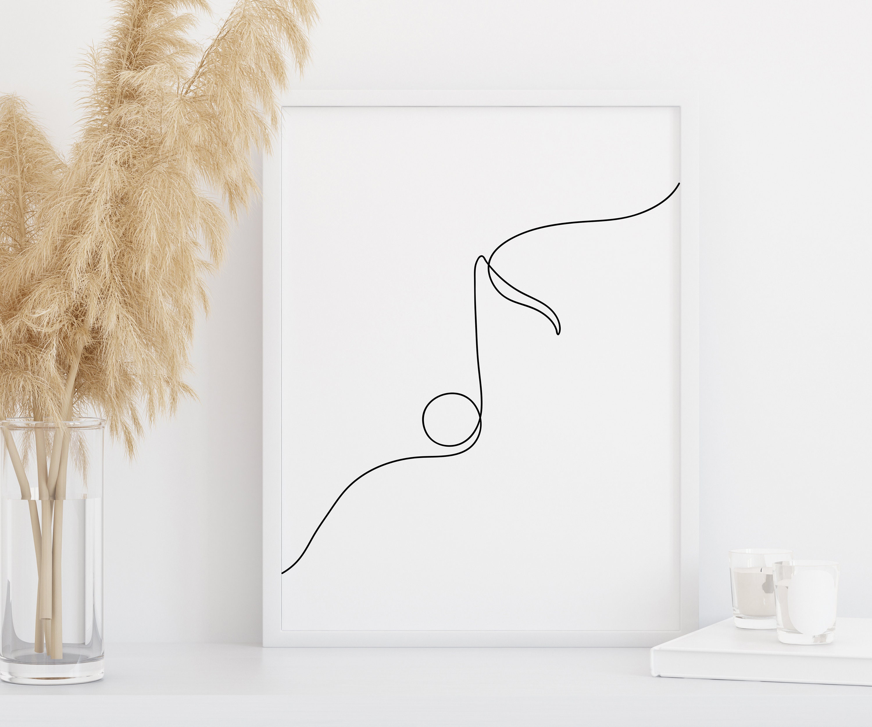 Line Art Music Note Music Note Line Drawing Printable Wall | Etsy