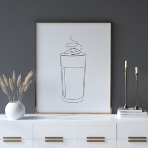 Latte Macchiato Line Drawing, Coffee Wall Art, Latte Printable, Coffee ...