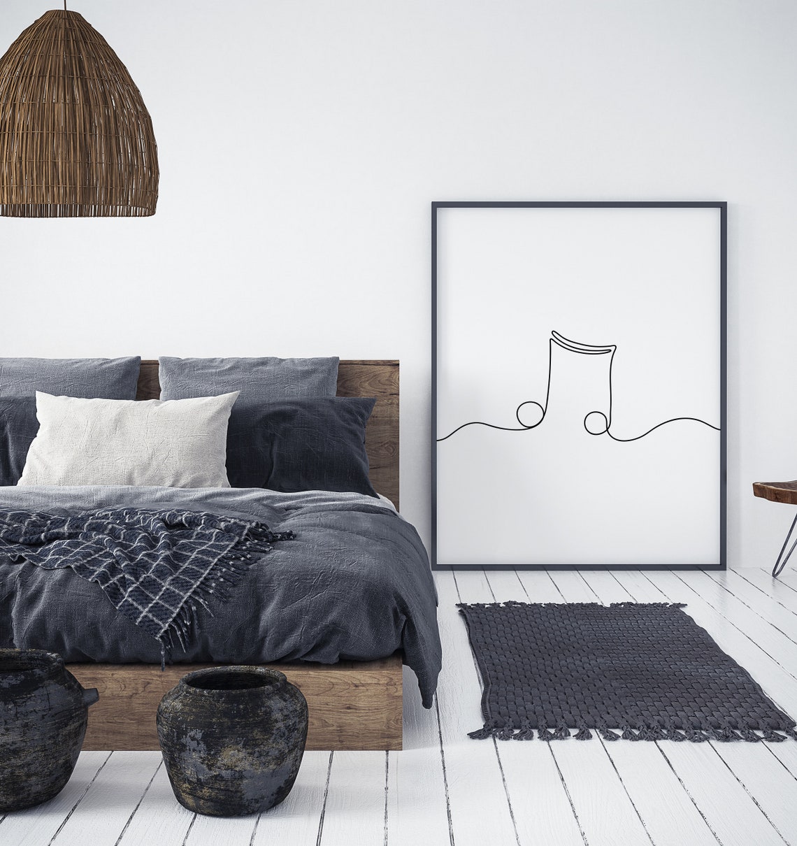 Line Drawing Music Notes Music Notes Line Art Printable Wall - Etsy