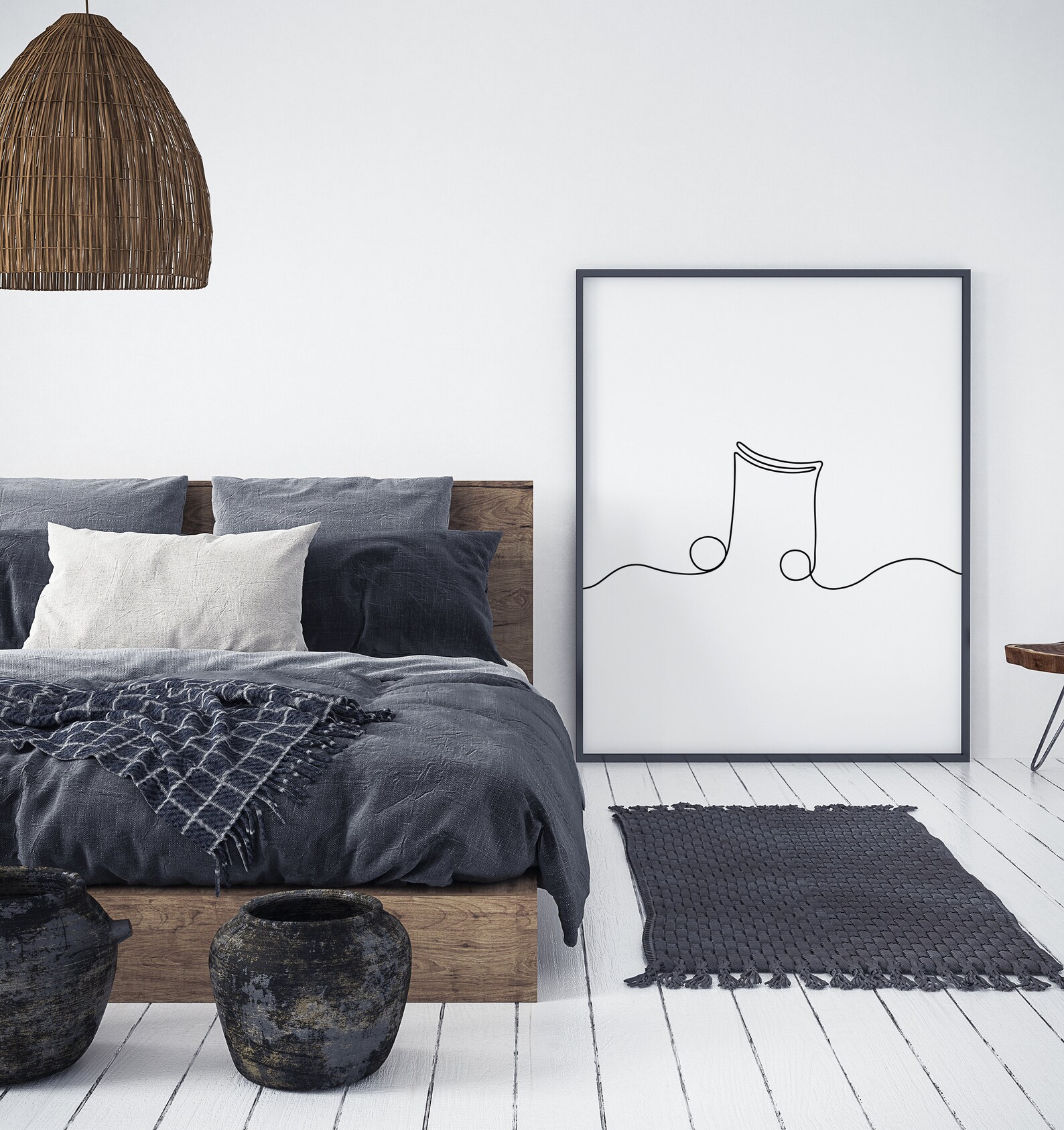 Line Drawing Music Notes Music Notes Line Art Printable Wall - Etsy