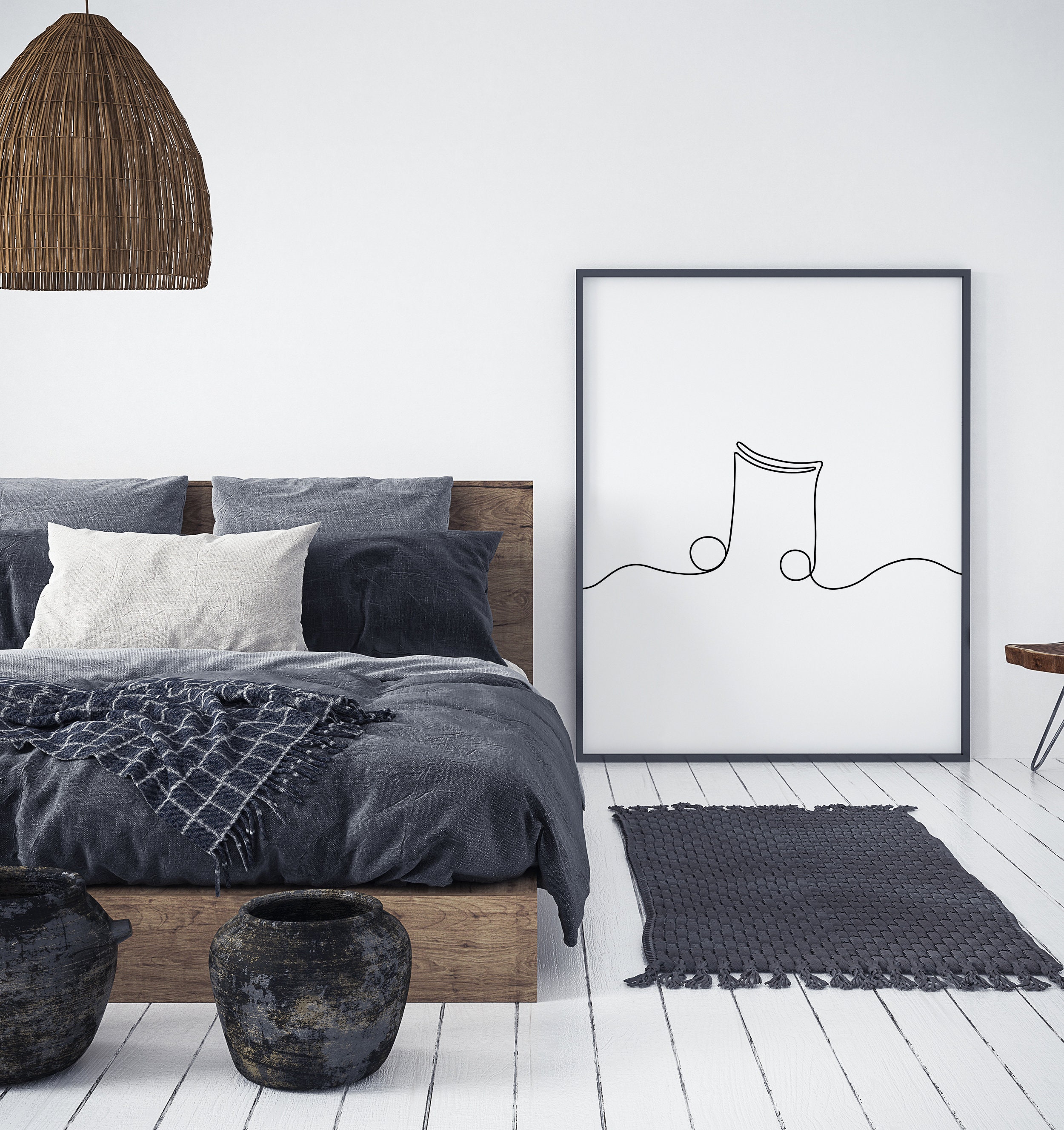 Line Drawing Music Notes Music Notes Line Art Printable Wall - Etsy