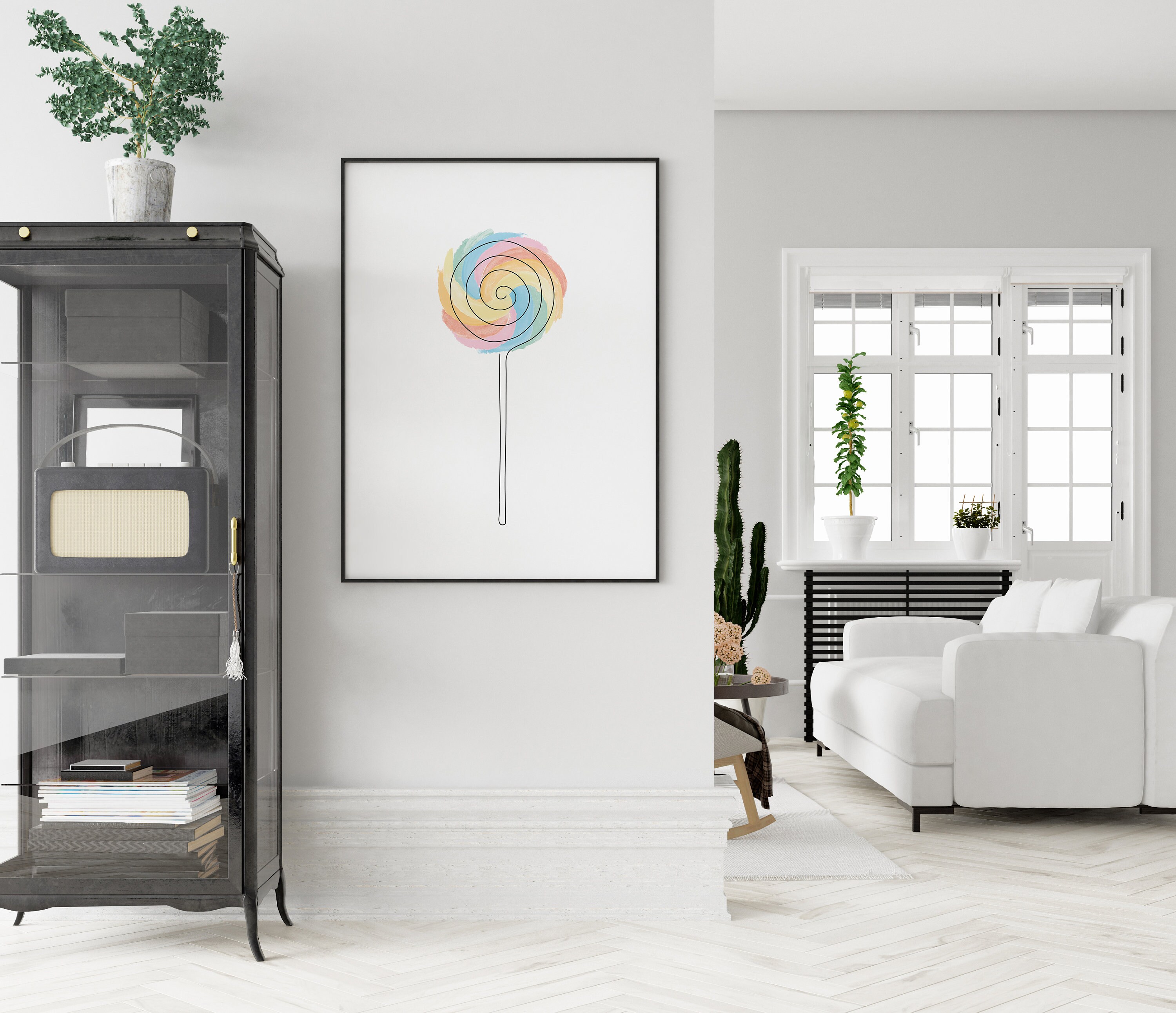 Rainbow Lollipop Printable Illustration Drawing, Colourful Lollipop ...