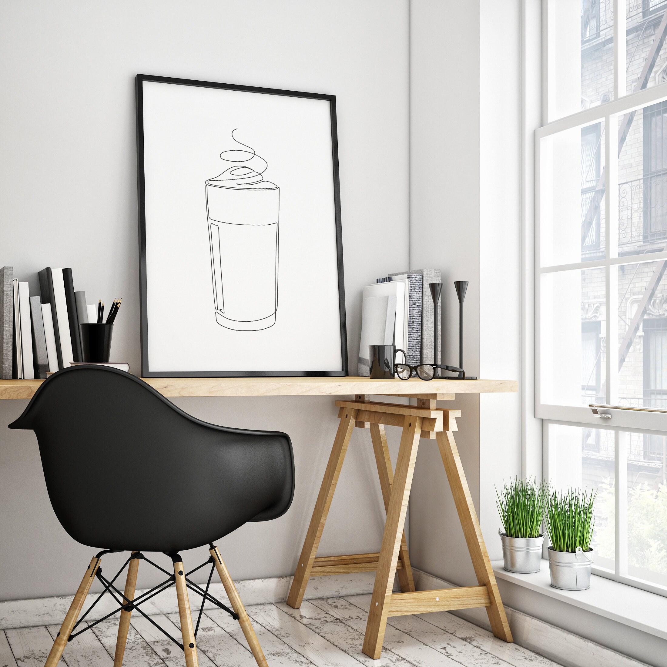 Latte Macchiato Line Drawing Coffee Wall Art Latte - Etsy