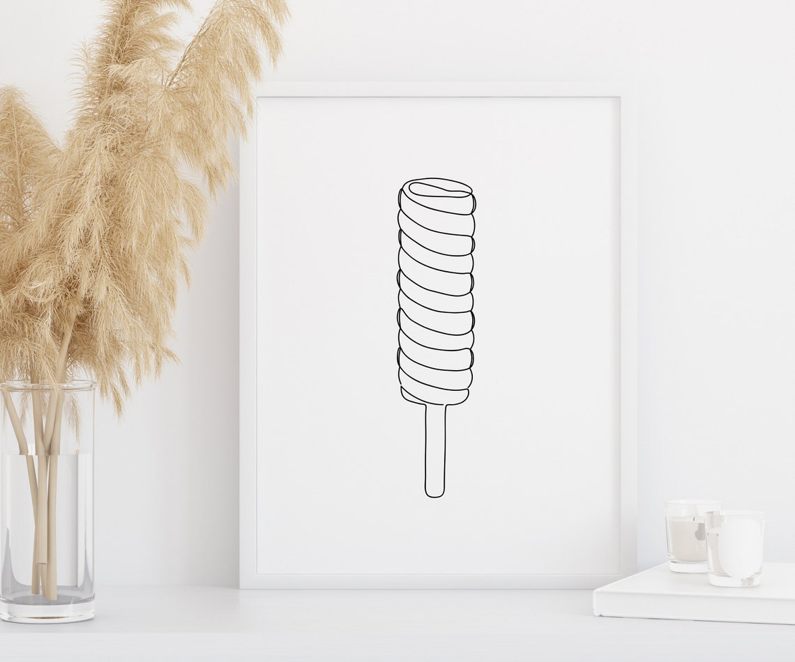 Twister Ice Lolly Line Drawing, Popsicle Line Art, Ice Cream Wall Print ...