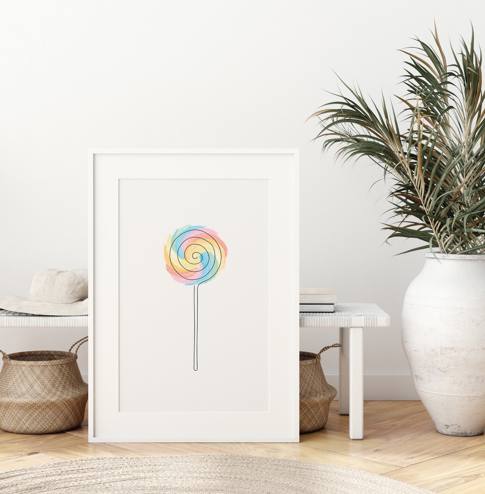 Rainbow Lollipop Printable Illustration Drawing, Colourful Lollipop ...
