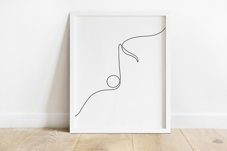 Line Art Music Note, Music Note Line Drawing, Printable Wall Art, Music ...