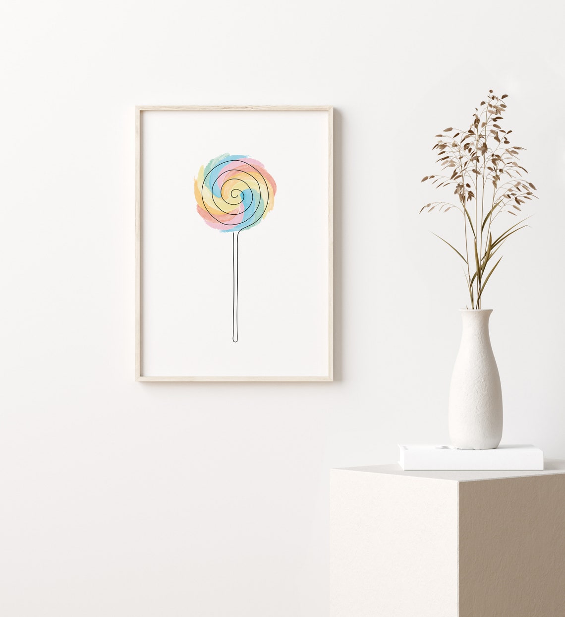 Rainbow Lollipop Printable Illustration Drawing, Colourful Lollipop ...