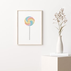 Rainbow Lollipop Printable Illustration Drawing, Colourful Lollipop ...