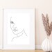 Line Drawing Portrait, Woman Looking Over Shoulder, Wall Art, Face Line ...
