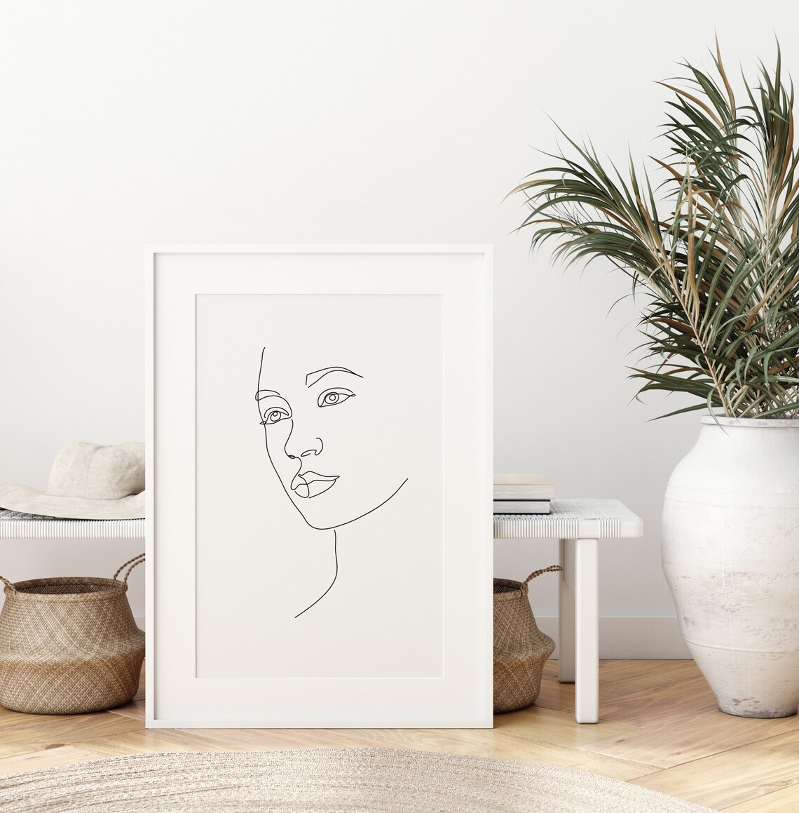 Beautiful Woman Portrait Line Drawing, Female Portrait Illustration ...