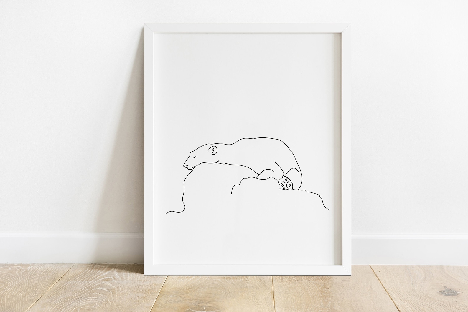 Line Drawing Polar Bear, Polar Bear Art, Animal Line Art, Animal Wall ...