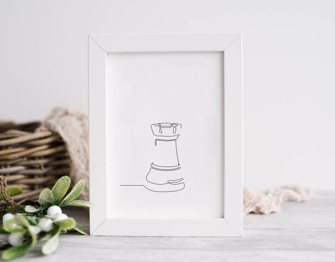 Rook Chess Piece Line Drawing, Chess Wall Art, Rook Poster Printable ...