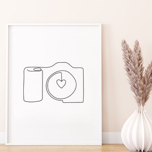 Camera Line Drawing, Gift for Photographer, Camera Wall Art ...