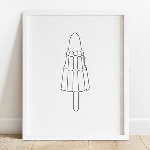 Ice Lolly Line Drawings, Popsicles Line Art, Ice Cream Wall Prints ...
