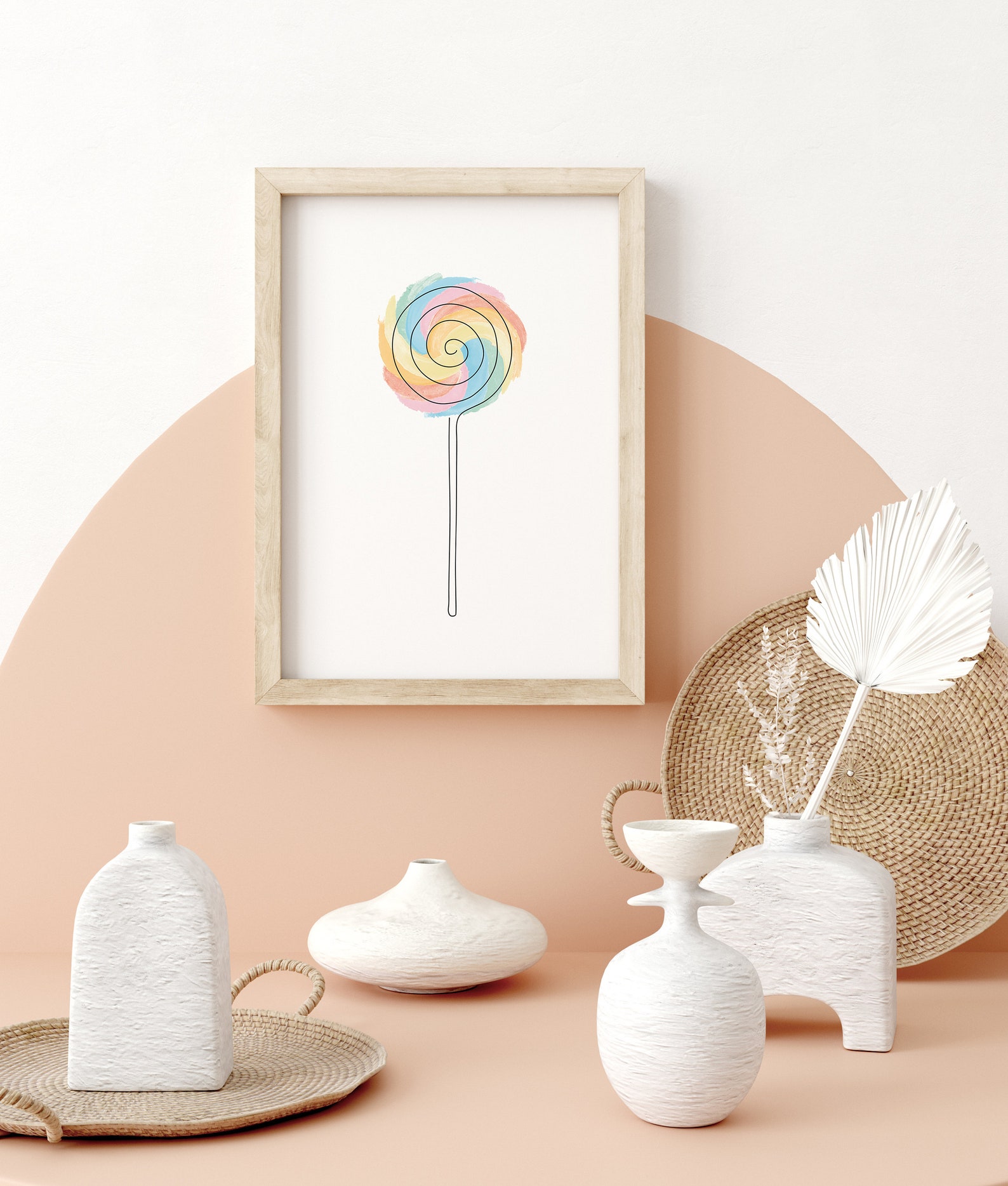Rainbow Lollipop Printable Illustration Drawing, Colourful Lollipop ...