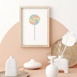 Rainbow Lollipop Printable Illustration Drawing, Colourful Lollipop ...